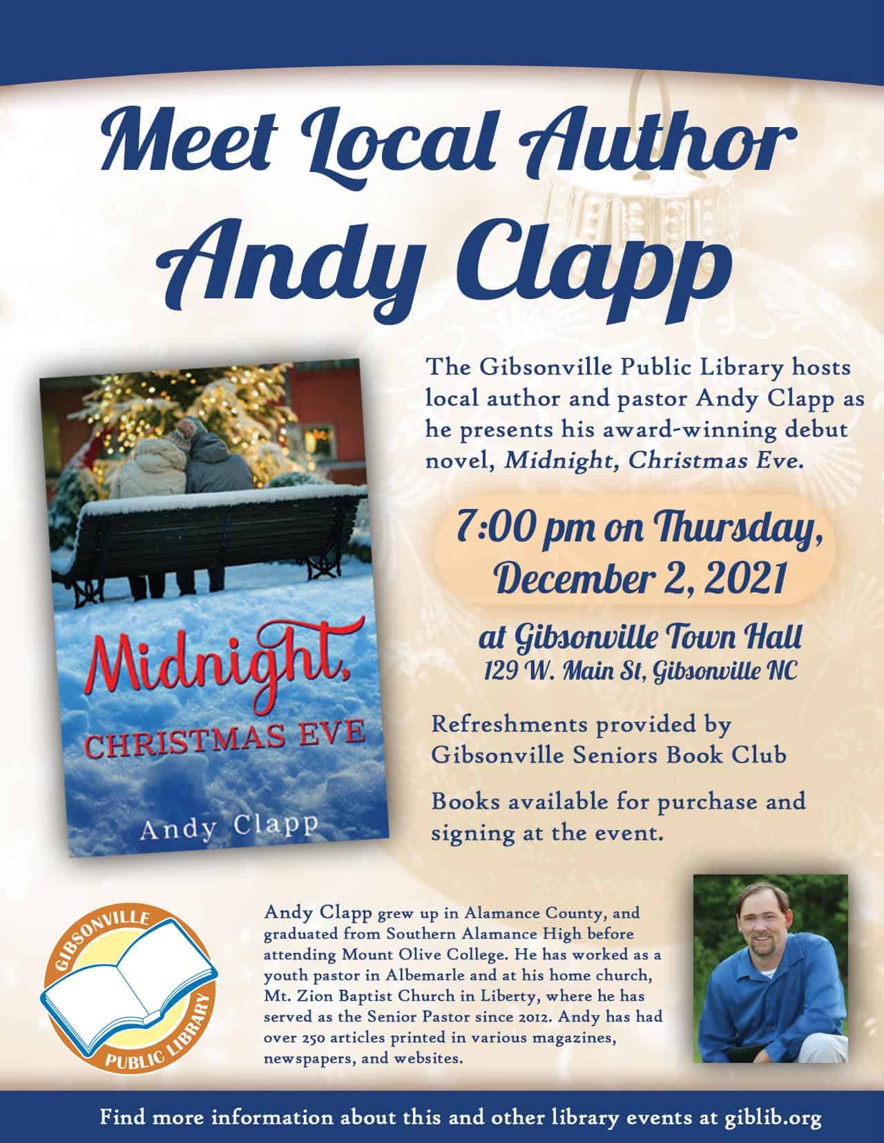 Meet Local Author Andy Clapp – Gibsonville Public Library